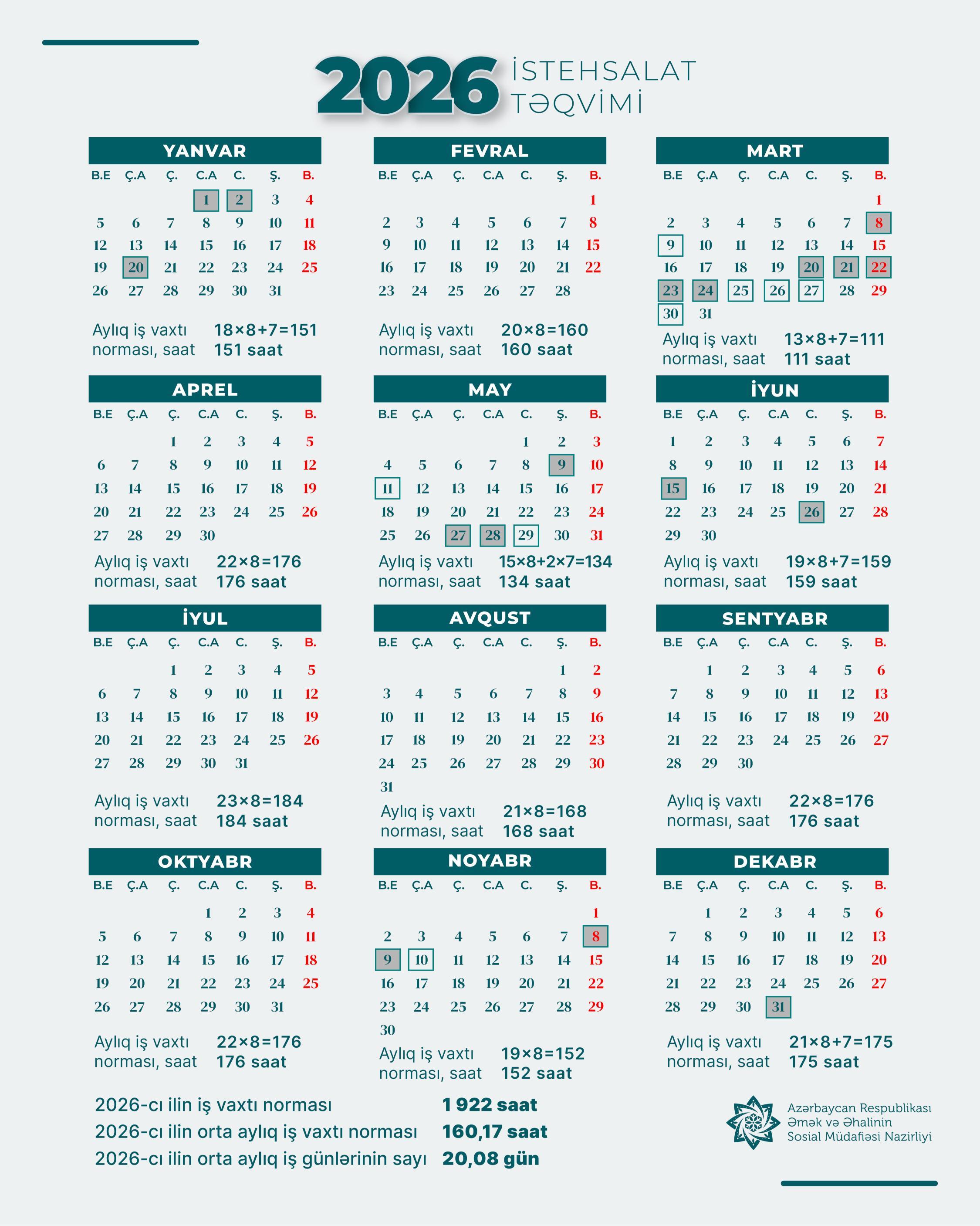 The working time norm and production calendar for 2026 have been approved